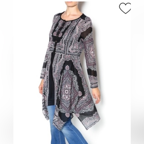 Aratta | Tops | Aratta Silent Journey Blue Tunic Helene L Flowy Cotton ...